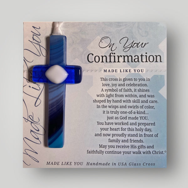 On Your Confirmation Cross II - Handmade Glass - Blue – The Mercantile ...